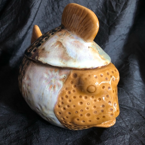 Pier 1 | Bath | Pier Glazed Ceramic Puffer Fish Covered Container ...